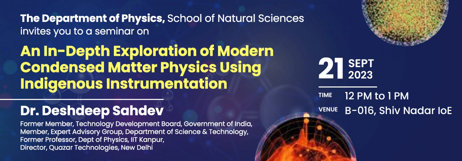 Department of Physics organizes a seminar on Modern Condensed Matter ...