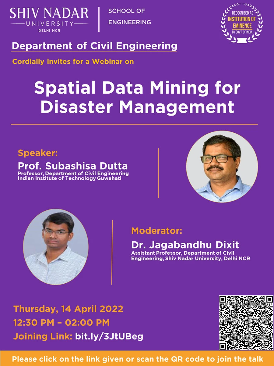 Department of Civil Engineering organizing a webinar on 'Spatial Data Mining for Disaster ...
