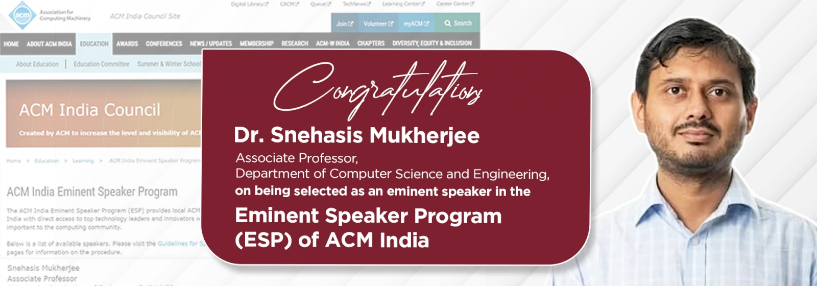 SNIoE Faculty Member Selected as Eminent Speaker by the Association for ...